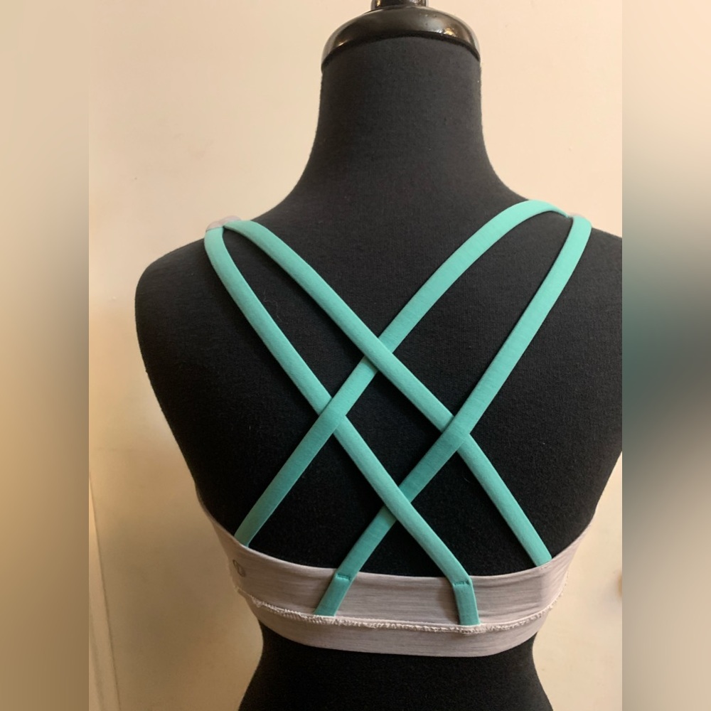 Lululemon Gray Striped With Teal Straps. Energy Strap… - Gem